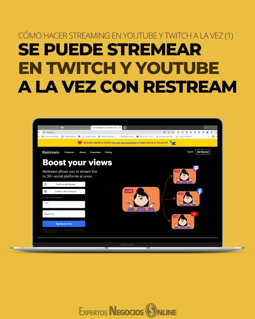 Cómo TRANSMITIR en Twitch y YouTube a la vez | Restream,